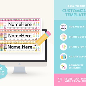 Editable Desk Name Tags for Students | Bright Printable Name Plates for ...