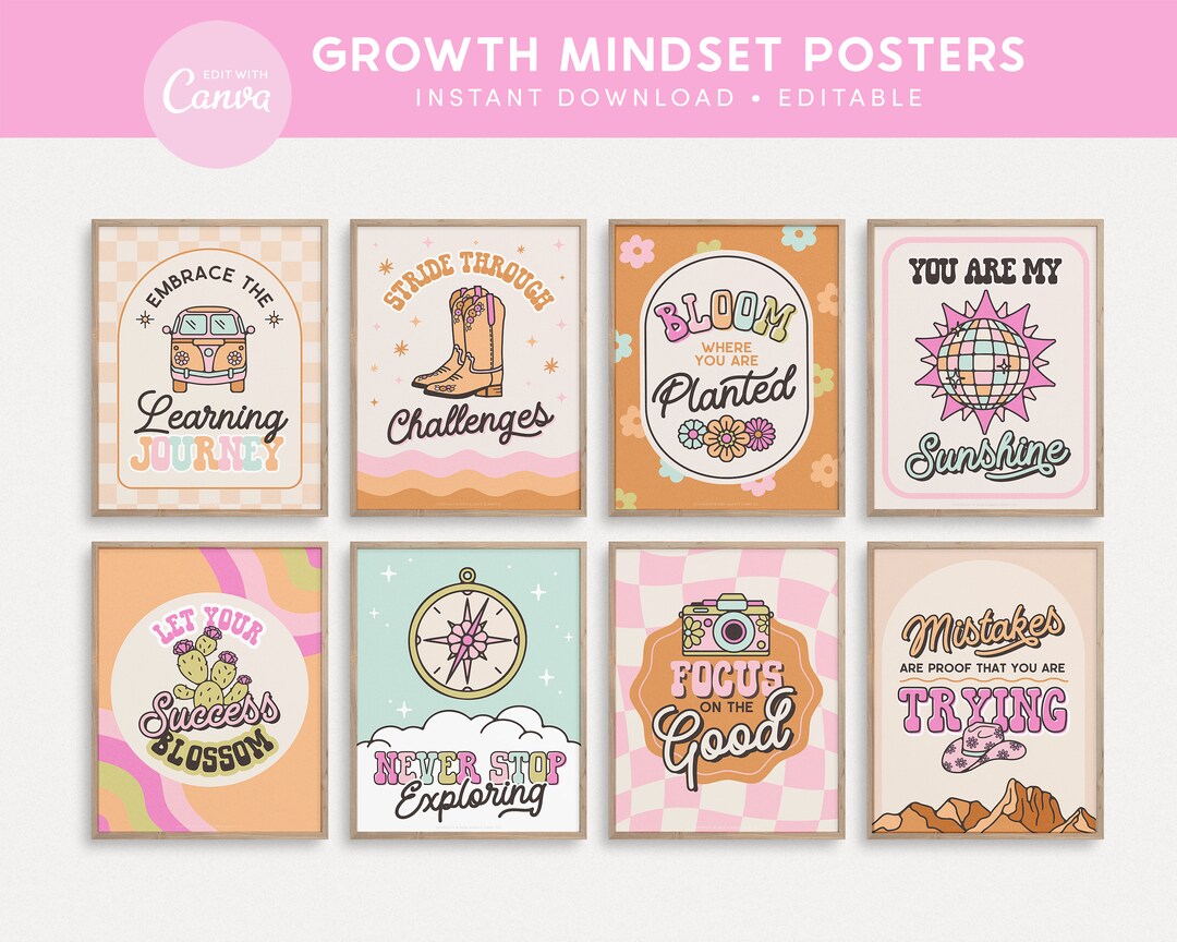 Growth Mindset Editable Classroom Printable Posters, Desert Bright ...