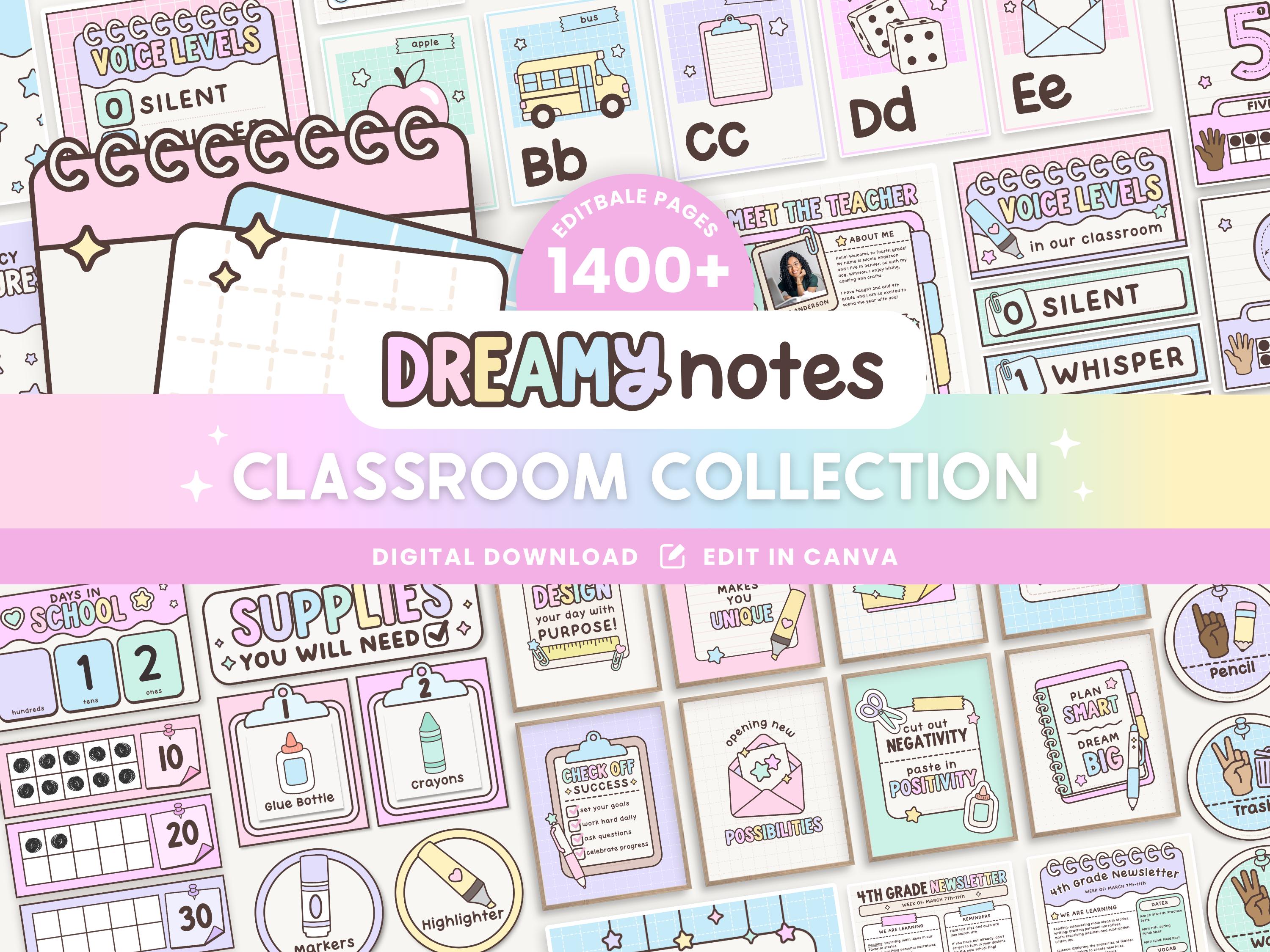 Editable Classroom Decor Dreamy Notes Printable Bundle | Pastel Canva ...