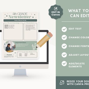 Classroom Newsletter Editable Templates, Back to School, Modern Boho ...