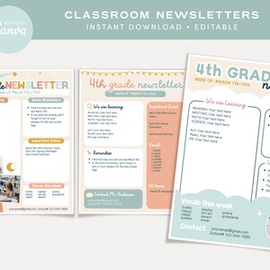 Classroom Newsletter Editable Templates Back to School Boho - Etsy