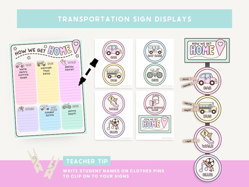 How Do We Get Home Clip Chart Classroom Printable, Student ...