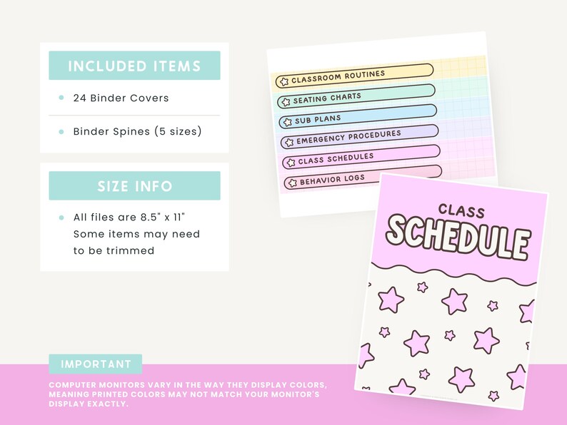 Classroom Binder Covers and Spines, Editable Pastel Cute Teacher ...