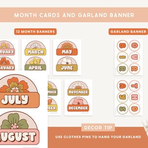 Classroom Birthday Printable Display, Editable in Canva, Groovy Retro ...