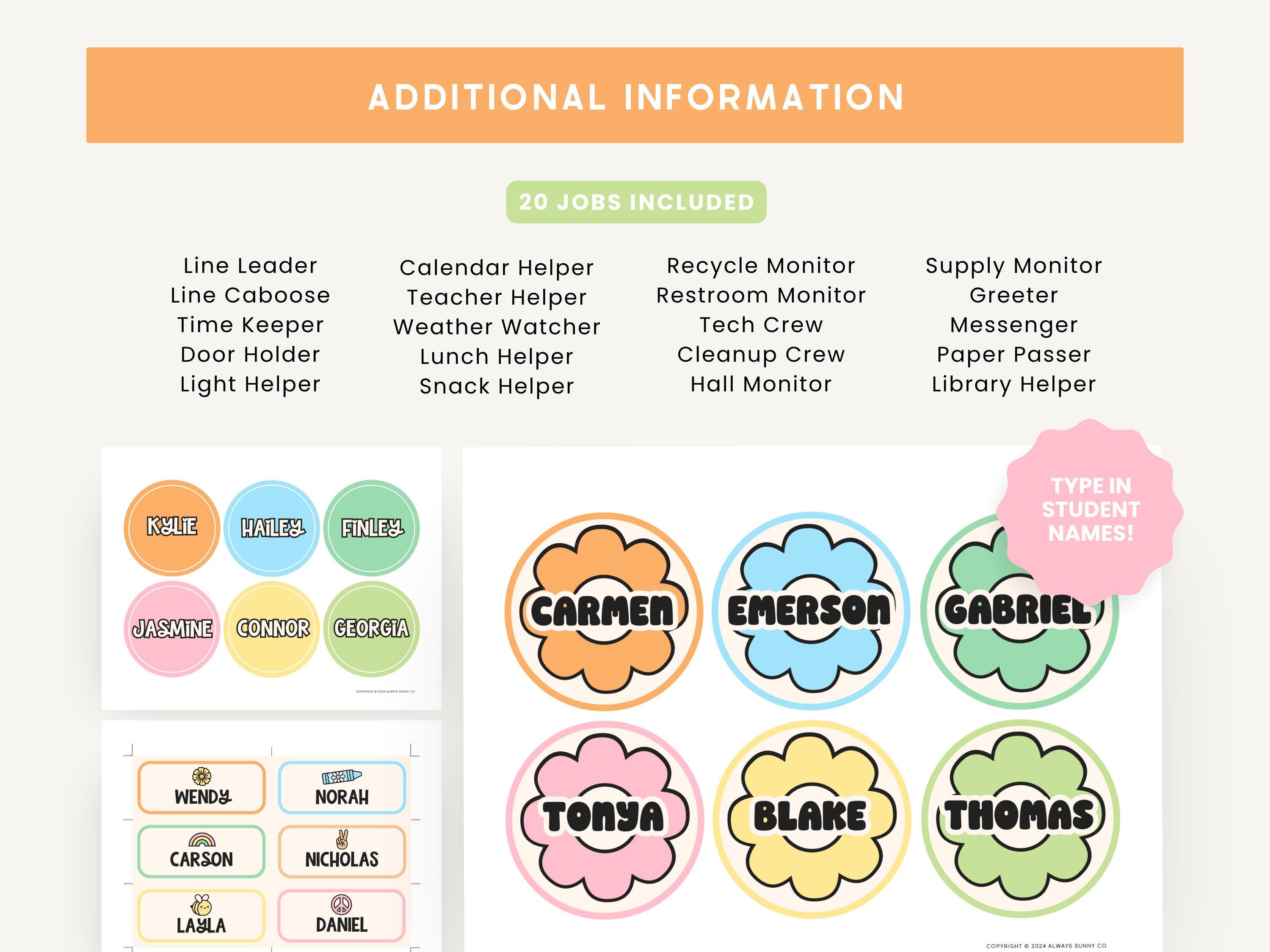 Retro Sunshine Classroom Job Display | Editable Canva Classroom Jobs ...