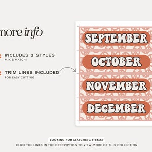 Classroom Flip Calendar Display, Groovy Retro Classroom Decor, Editable ...