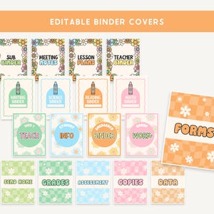 Classroom Binder Covers and Spines, Editable Groovy Retro Teacher ...