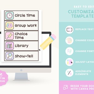 Editable Visual Schedule Cards | Colorful Pastel Classroom Timetable ...