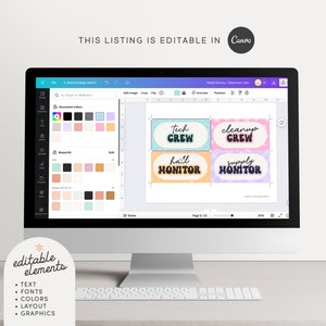 Classroom Job Display, Editable Canva Templates, Groovy Pastel ...