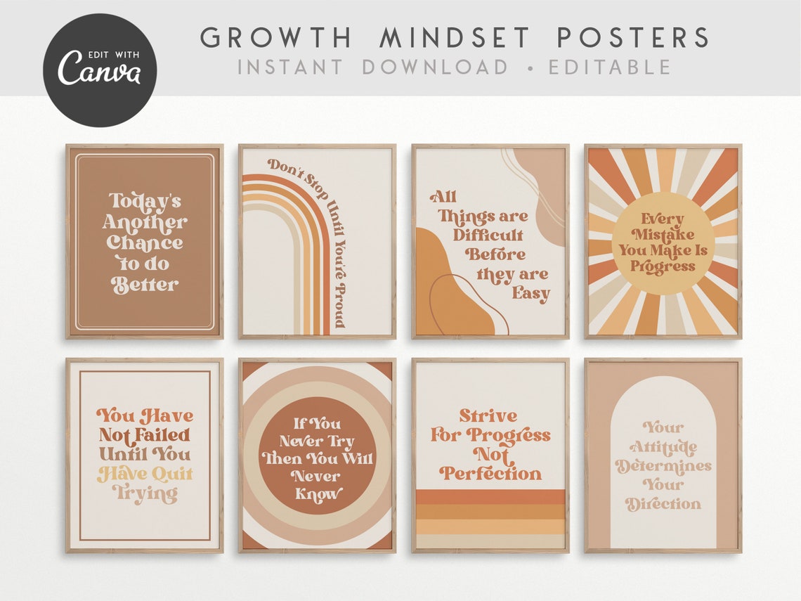 Growth Mindset Editable Classroom Printable Posters Classroom - Etsy