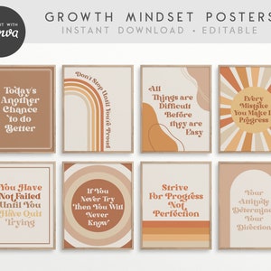 Growth Mindset Editable Classroom Printable Posters Classroom - Etsy