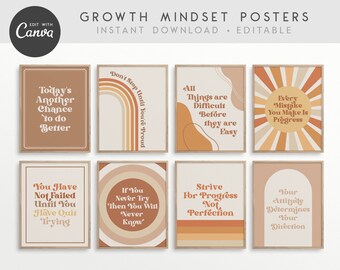 Editable Growth Mindset Classroom Printable Posters Canva | Etsy Canada