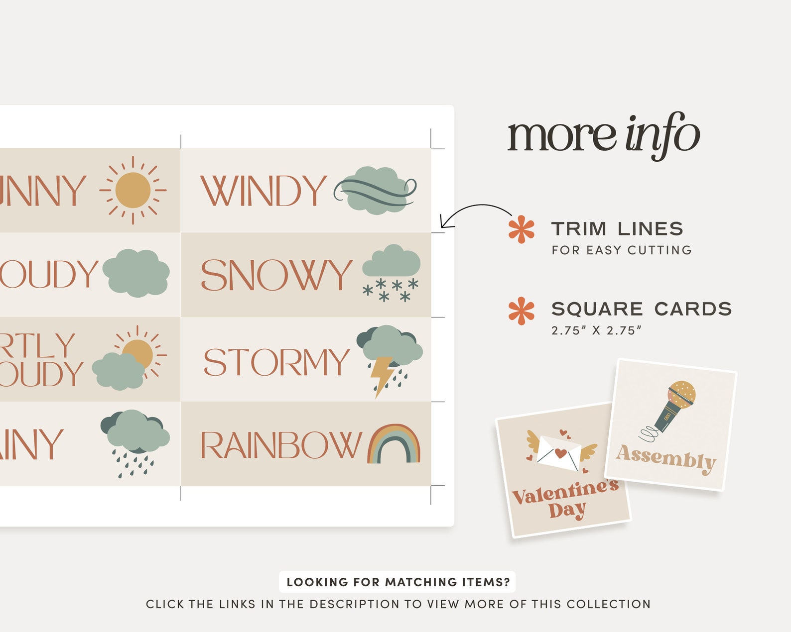 Classroom Calendar Display and Weather Station, Printable Modern Boho ...