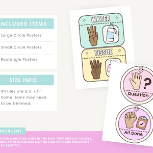 Classroom Hand Signals Poster Display, Editable in Canva, Pastel ...
