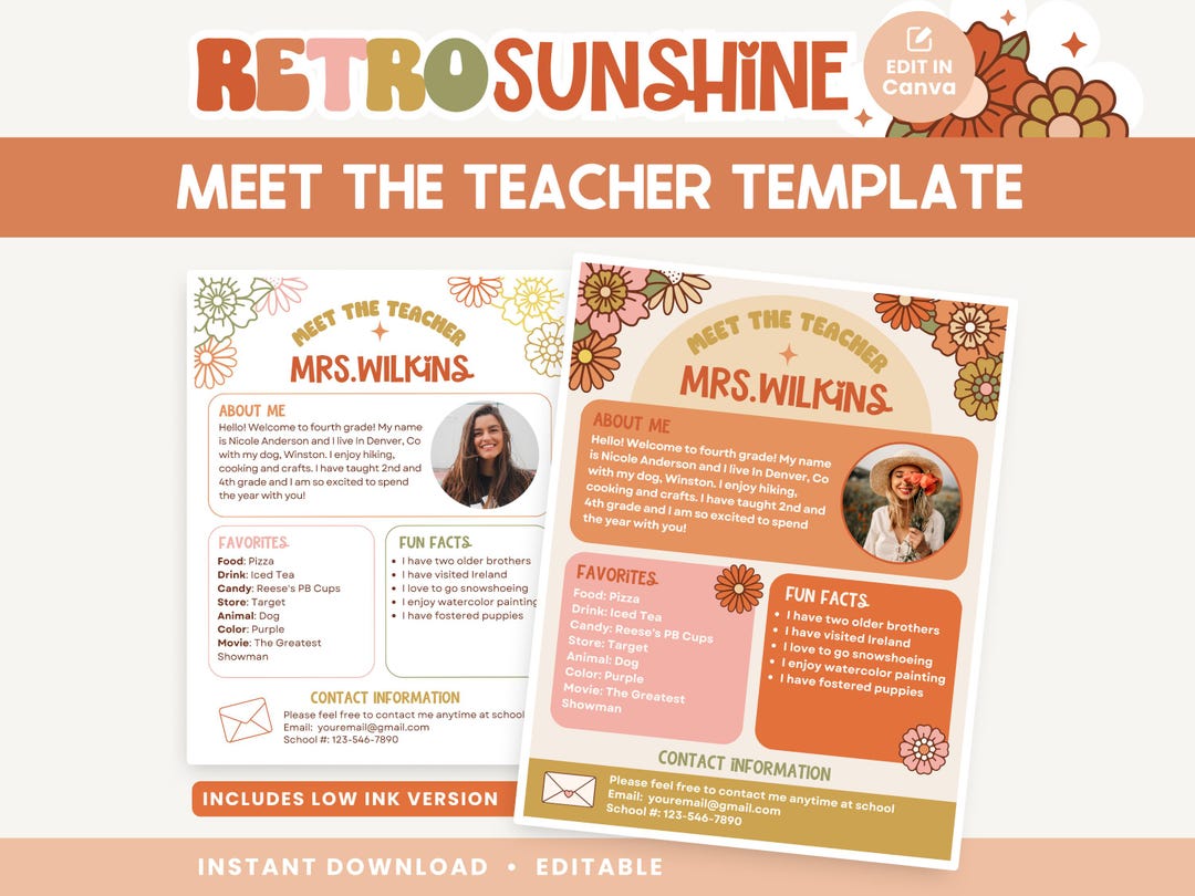 Meet the Teacher Classroom Printable Template, Teacher Introduction ...