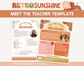 Meet the Teacher Classroom Printable Template, Teacher Introduction ...