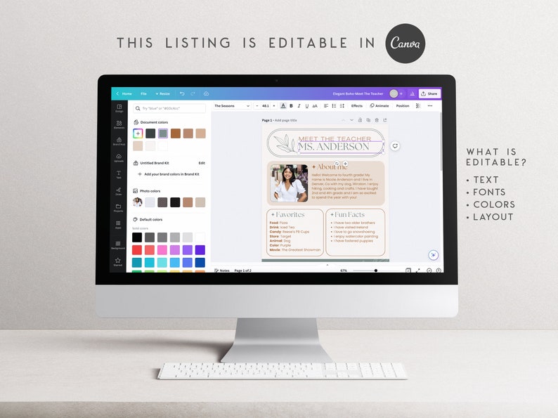 Meet the Teacher Classroom Printable Template, Teacher Introduction ...