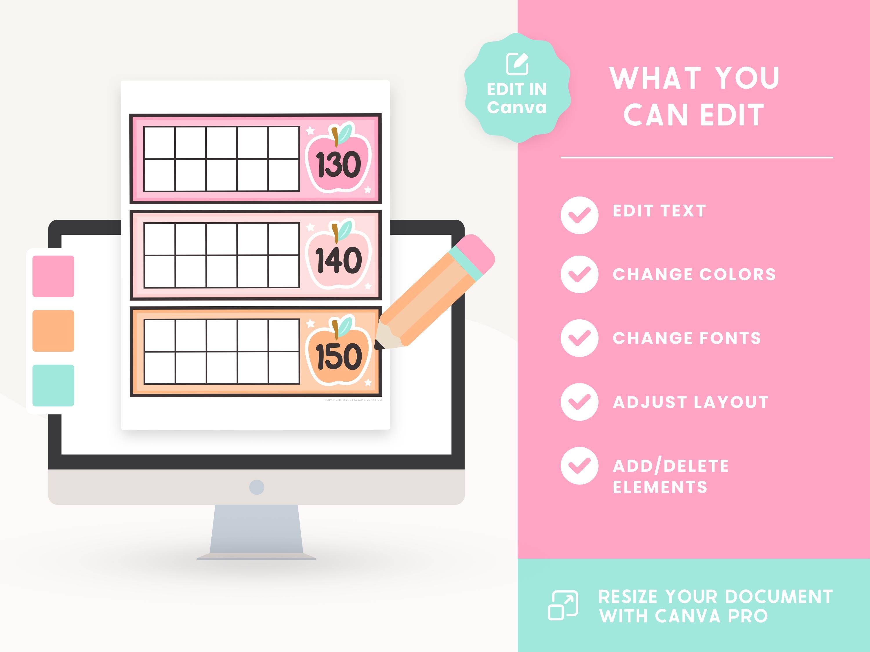 Classroom Days in School Ten Frames Printable Display, Editable in ...