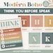 Think Before You Speak Editable Classroom Posters, Printable Canva Boho ...