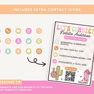 Teacher Contact Cards Classroom Printable Template, Teacher ...
