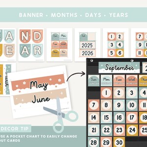 Classroom Calendar Display and Weather Station, Printable Pastel Soft ...