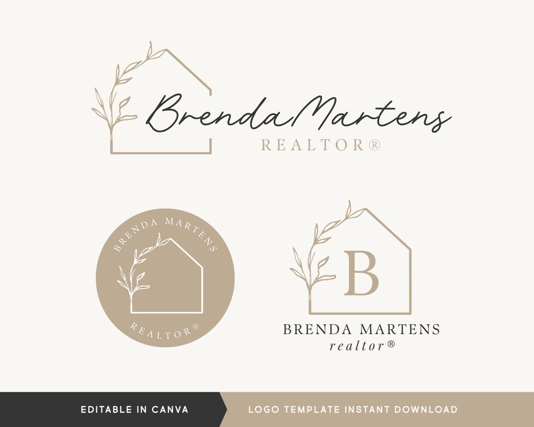 Editable Logo Design, DIY Canva Realtor House Logo, Elegant Real Estate ...