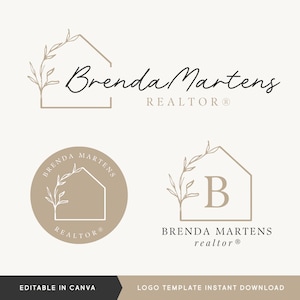 Editable Logo Design, DIY Canva Realtor House Logo, Elegant Real Estate ...