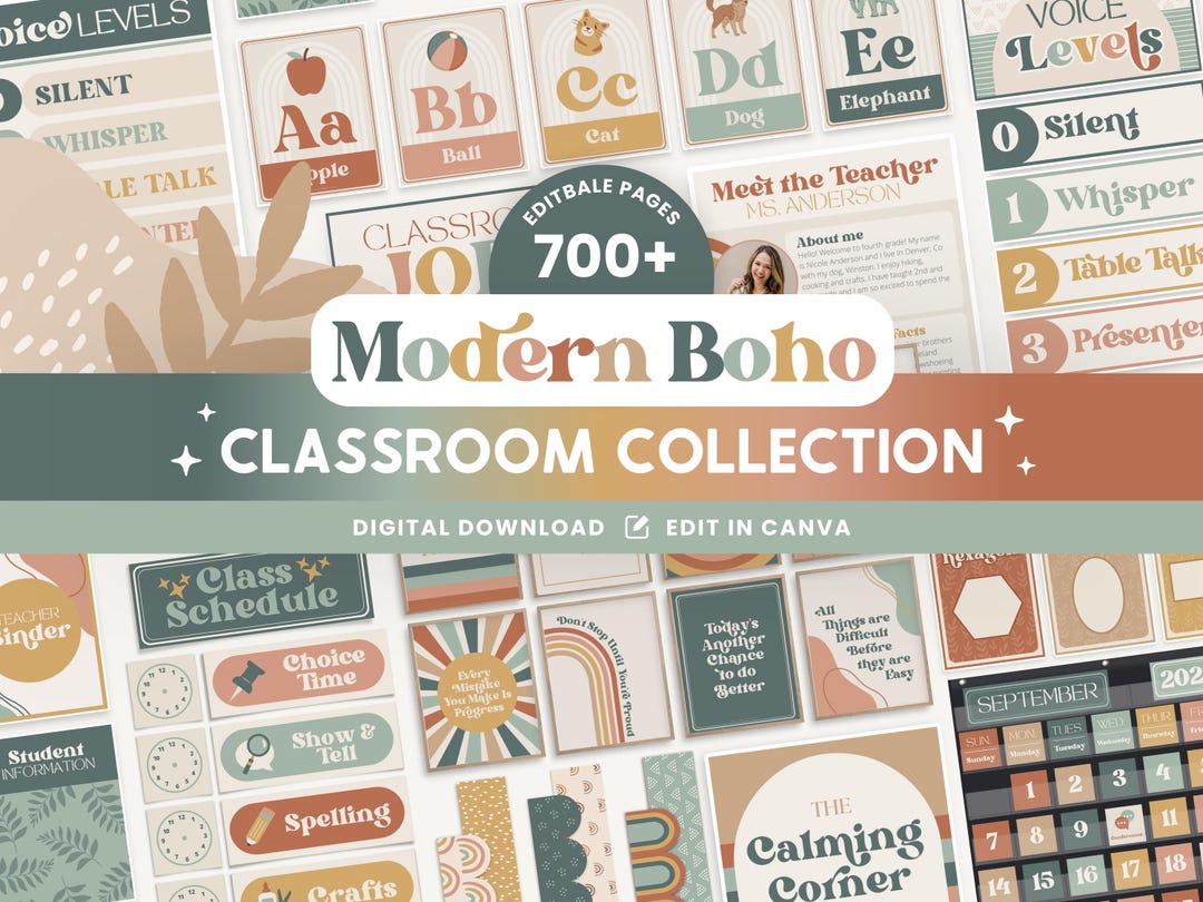 Editable Classroom Modern Boho Complete Collection Printable Bundle ...