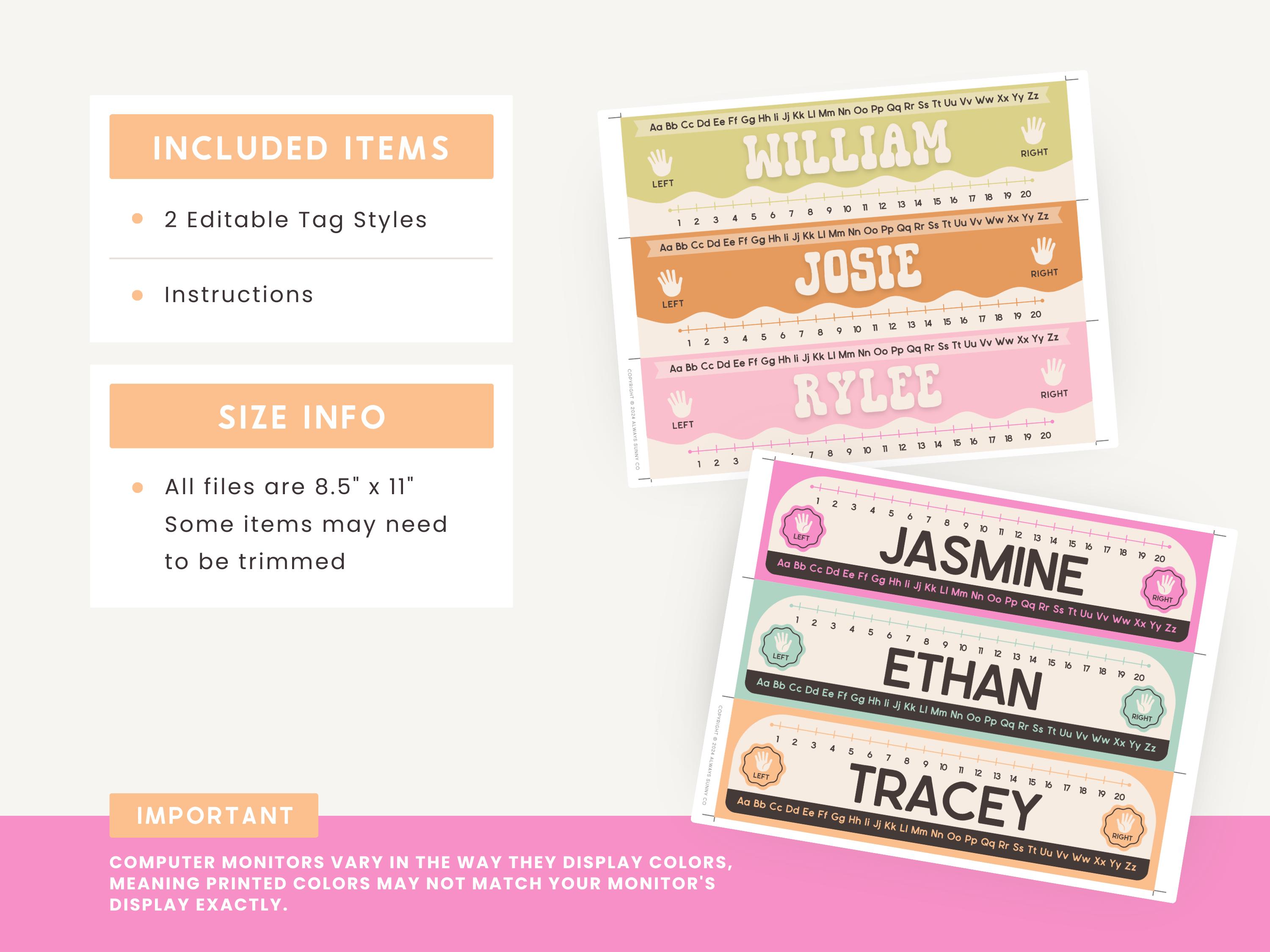 Student Desk Name Labels, Editable Classroom Printables, Student Name ...