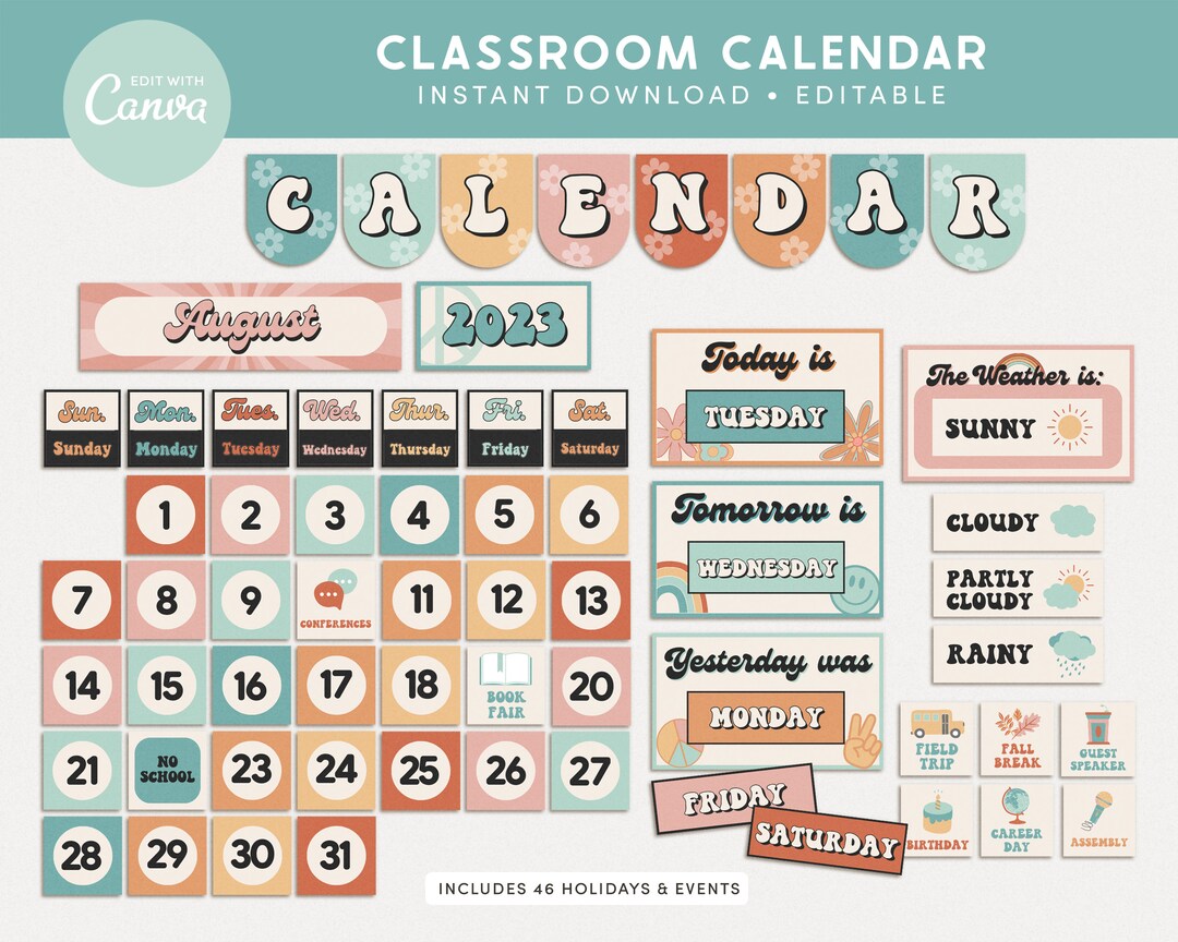 Classroom Calendar Display and Weather Station Printable - Etsy