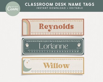 Student Desk Name Labels Editable Classroom Printables Student Name ...