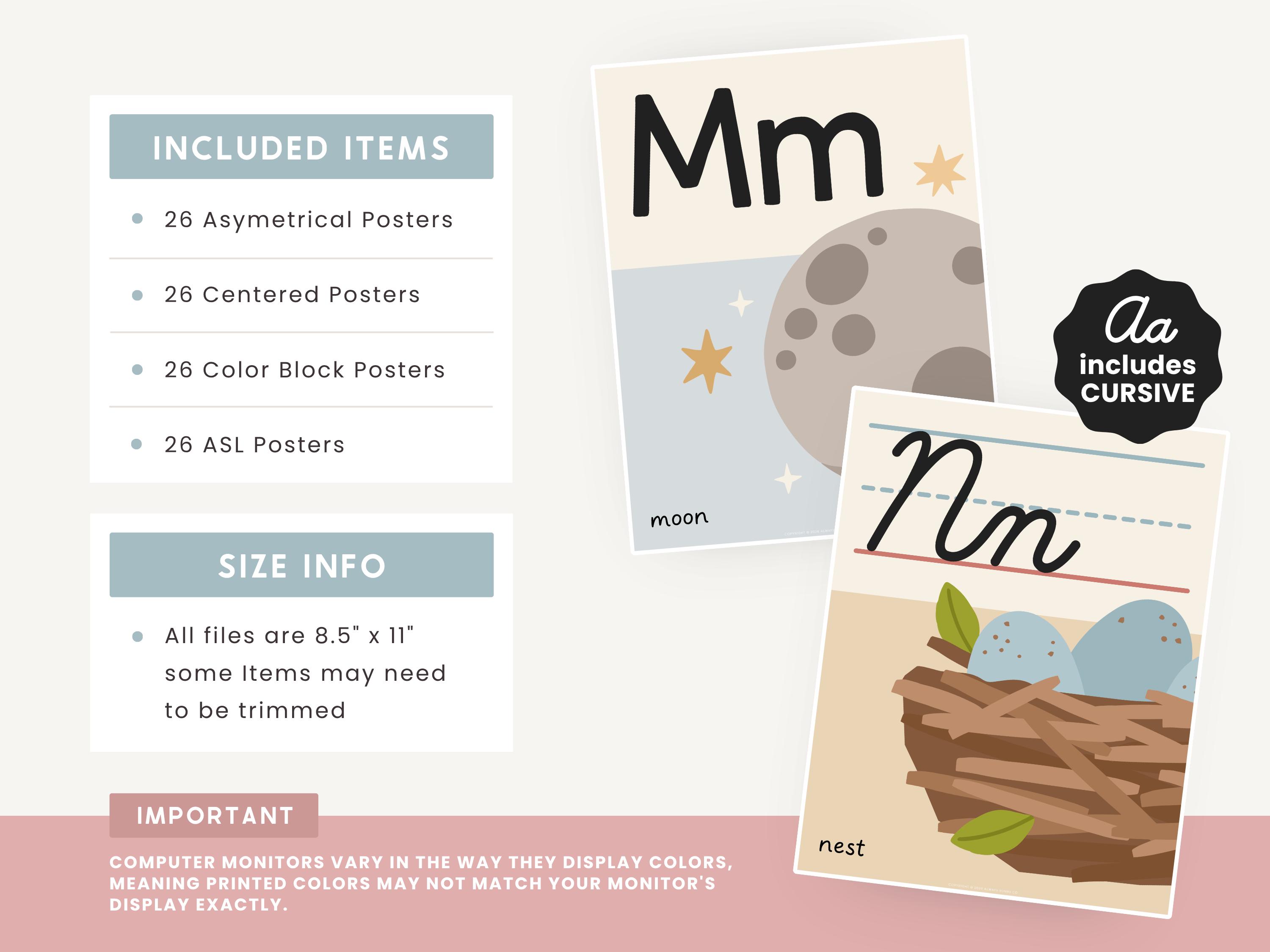 Editable Alphabet Posters | Classroom Alphabet Decor | ASL + Color ...