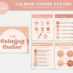 Calming Corner Editable Classroom Printables Neutral Boho - Etsy