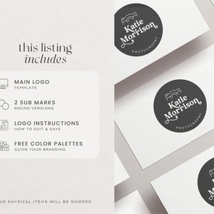 Editable Logo Design, DIY Canva Modern Boho Logo, Elegant Logo, Camera ...