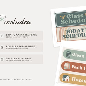 Classroom Schedule, Editable Modern Boho Canva Template, Classroom ...