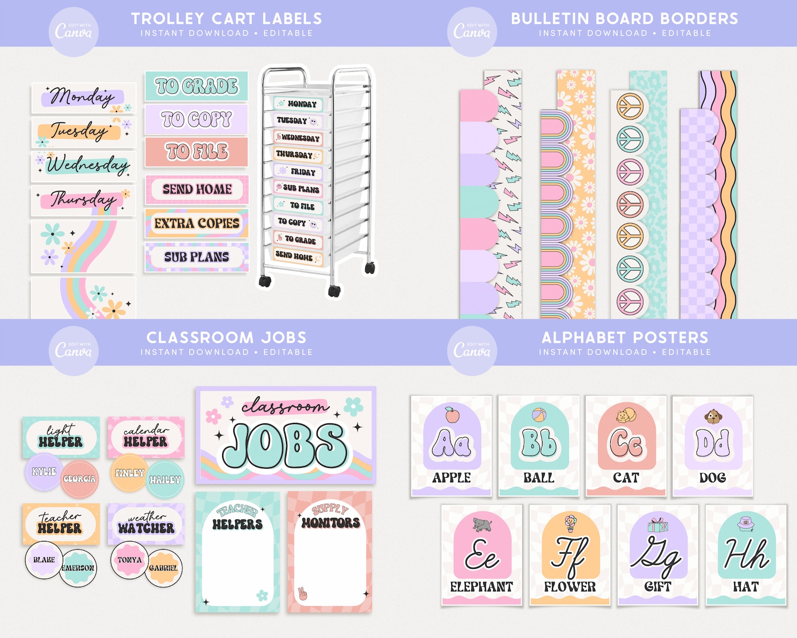 Editable Classroom Groovy Pastel Complete Collection Printable Bundle ...