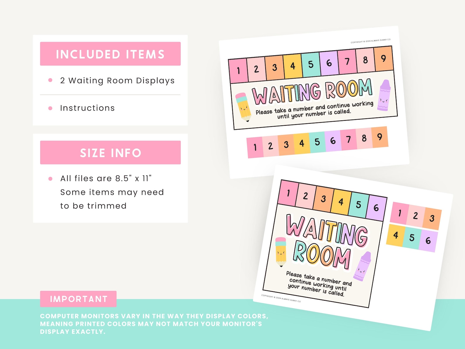 Teacher Waiting Room Printable Display, Editable in Canva, Bright ...