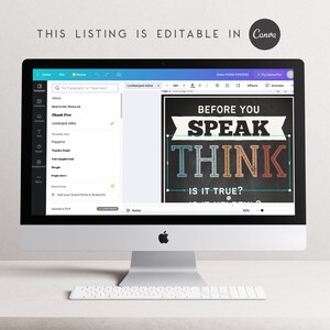 Editable Think Classroom Printable Posters, Think Before You Speak ...