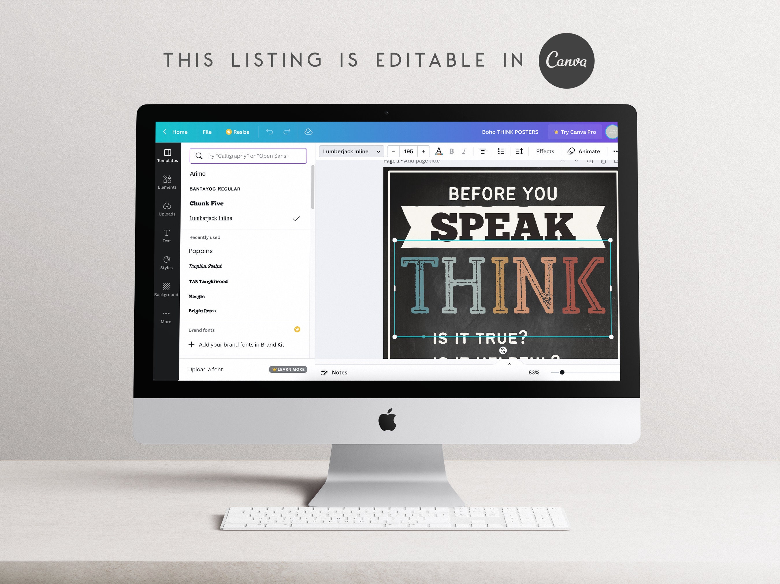 Editable Think Classroom Printable Posters Think Before You - Etsy ...