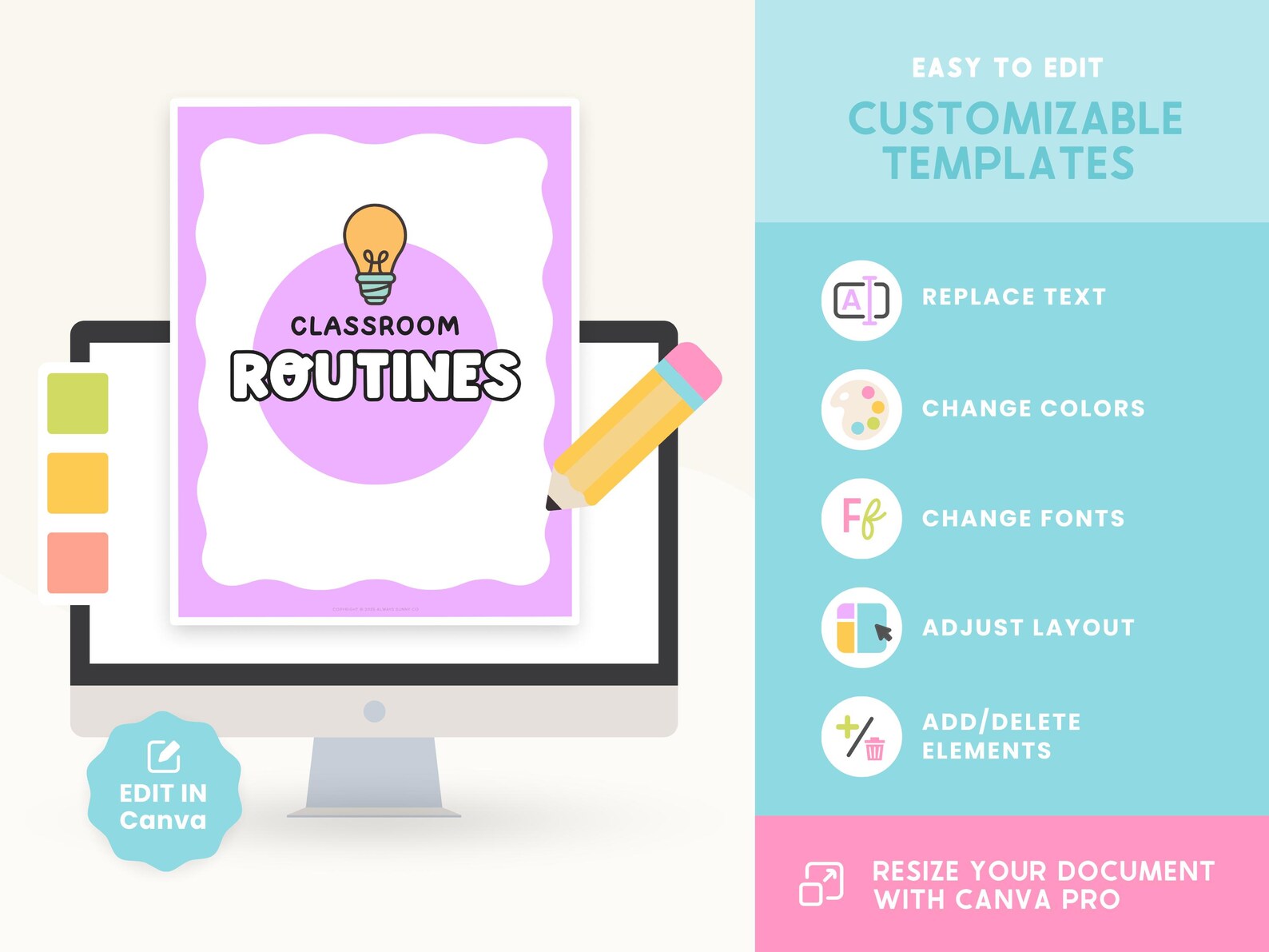 Classroom Binder Covers and Spines, Editable Colorful Cute Teacher ...