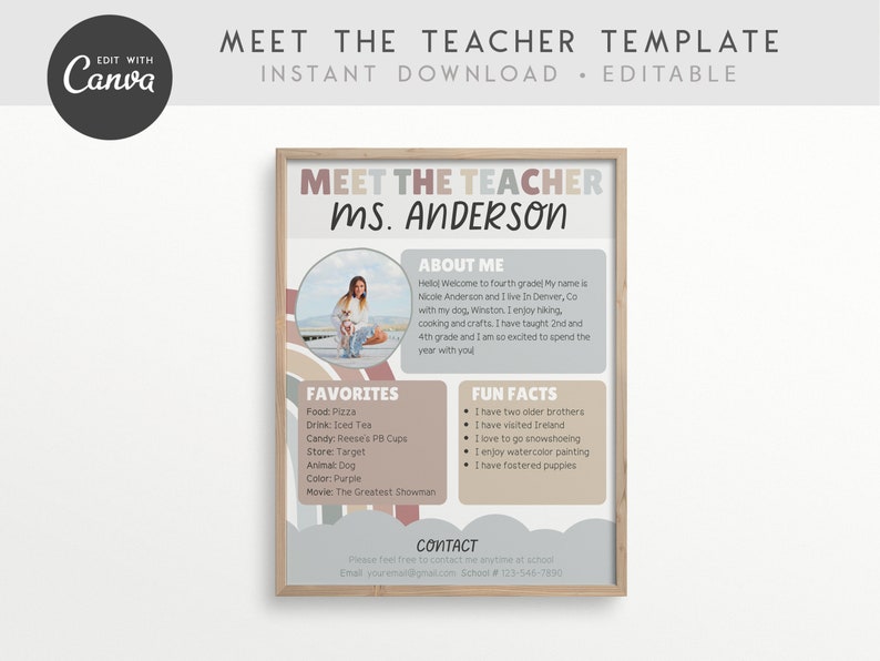 Meet the Teacher Classroom Printable Template Teacher - Etsy