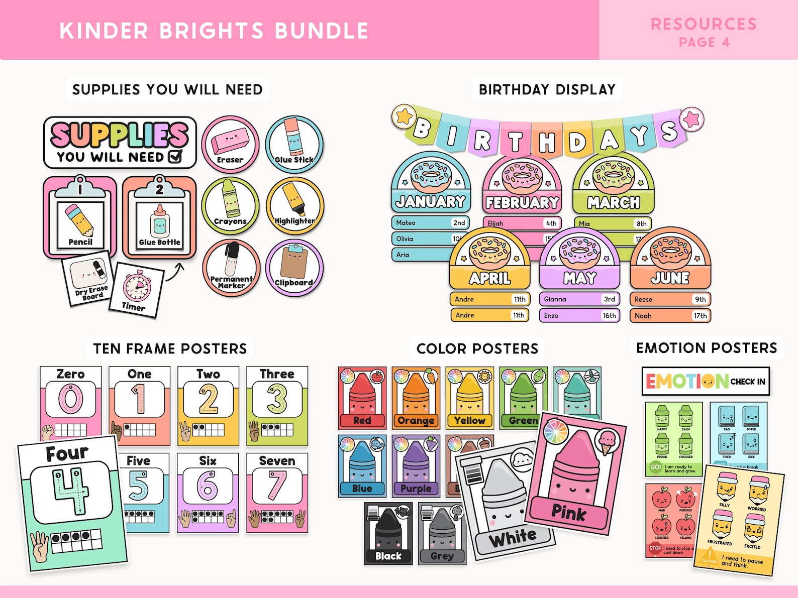 Editable Classroom Kinder Brights Printable Bundle, Canva Classroom ...
