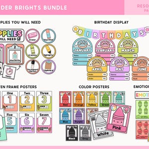 Editable Classroom Kinder Brights Printable Bundle, Canva Classroom ...