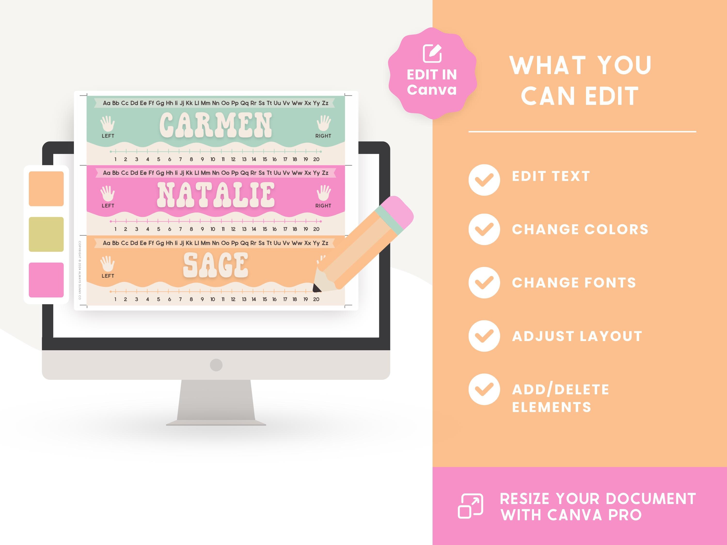 Student Desk Name Labels, Editable Classroom Printables, Student Name ...