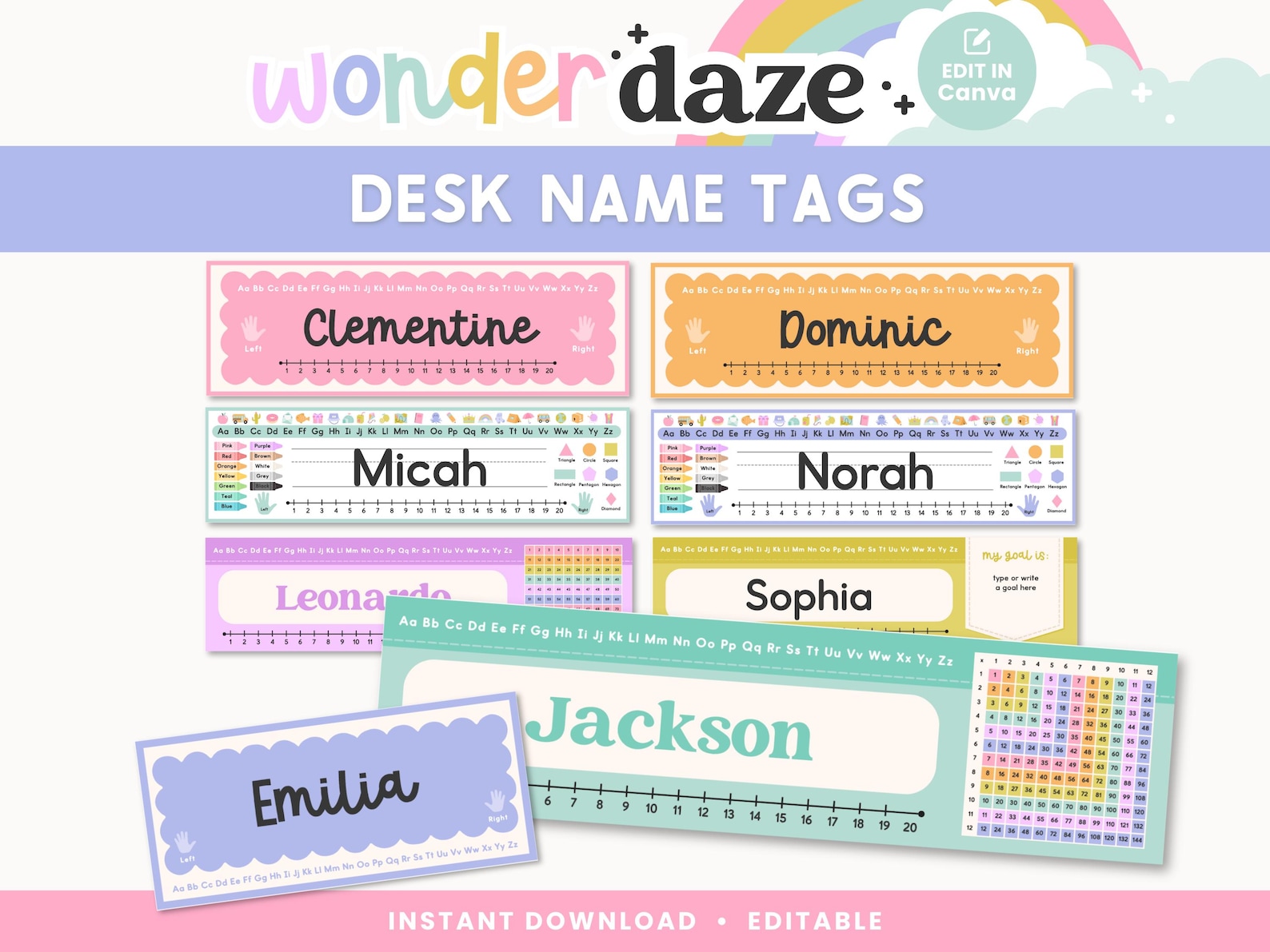 Editable Desk Name Tags for Students | Pastel Printable Name Plates for ...