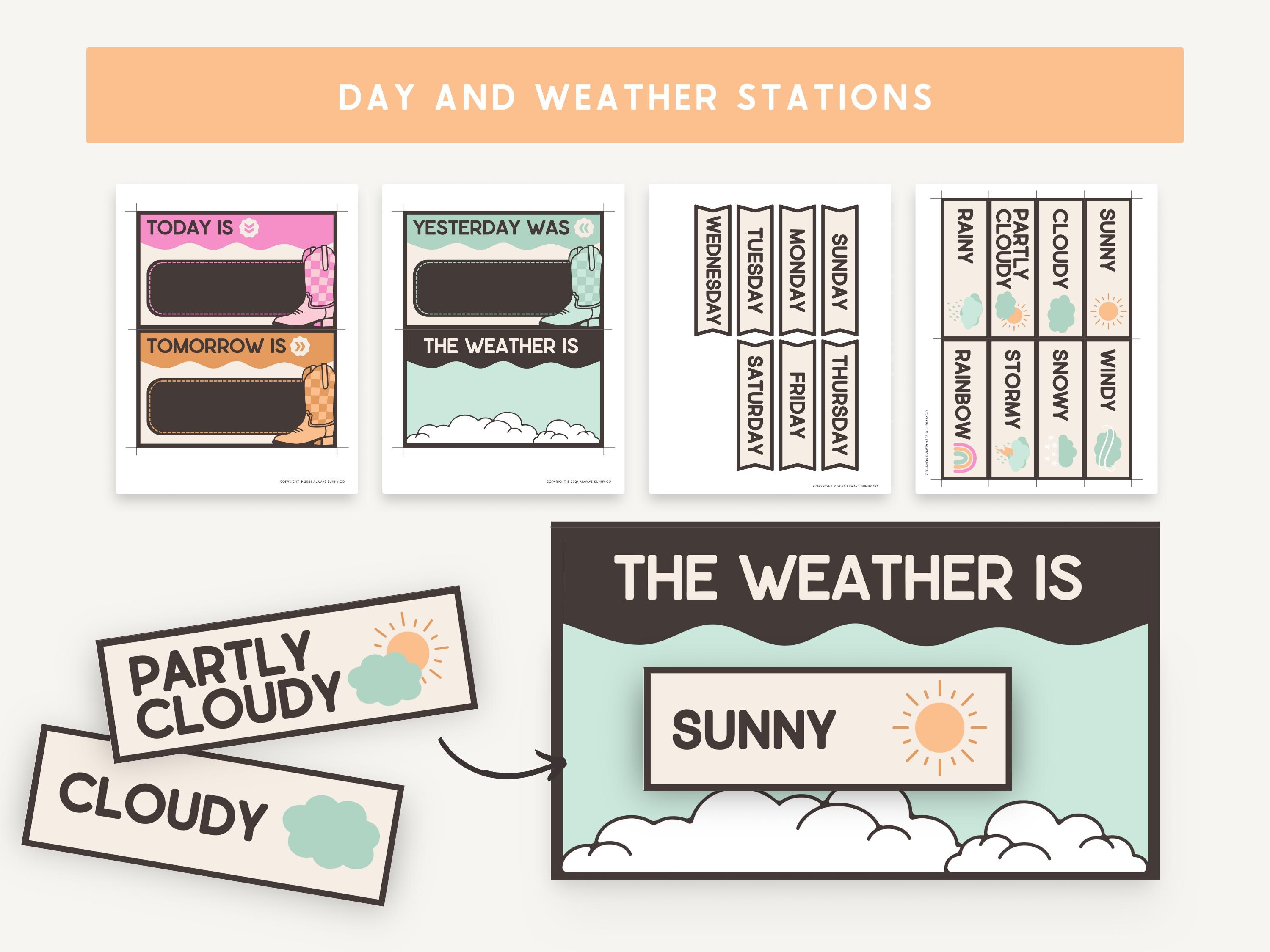 Classroom Calendar Display and Weather Station, Printable Bright Desert ...