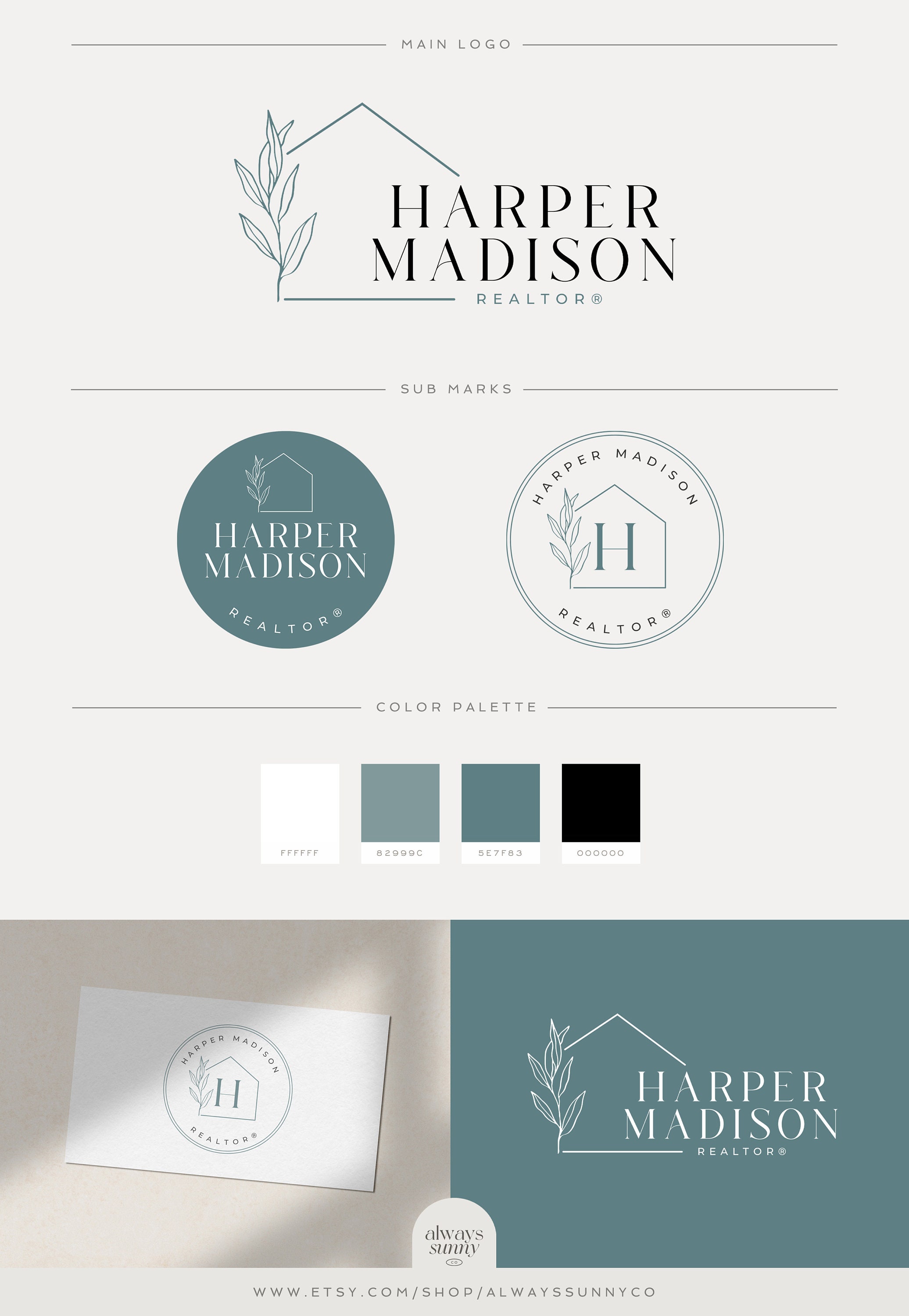Editable Logo Design, DIY Canva Realtor House Logo, Elegant Logo, Real ...