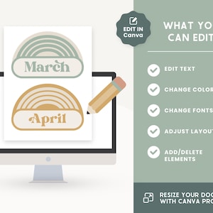 Classroom Birthday Printable Display, Editable in Canva, Boho Modern ...