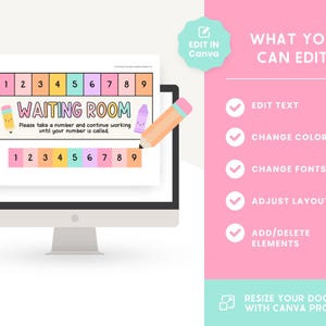 Teacher Waiting Room Printable Display, Editable in Canva, Bright ...