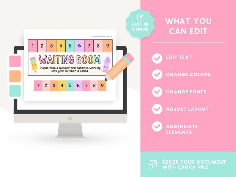 Teacher Waiting Room Printable Display, Editable in Canva, Bright ...